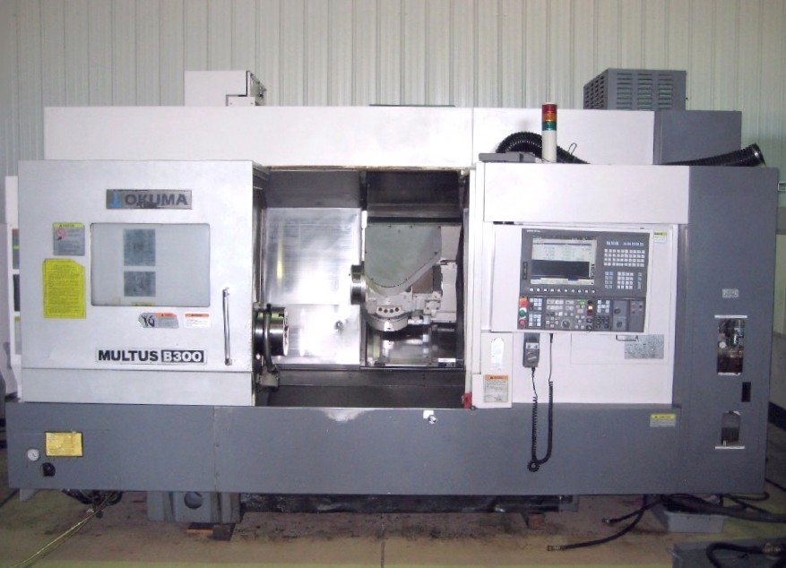 CNC TURNING CENTERS: OKUMA MULTUS B300 C CNC LATHE, BIG BORE, 25 SWING, 44 CC, LIVE TOOL TILT ...