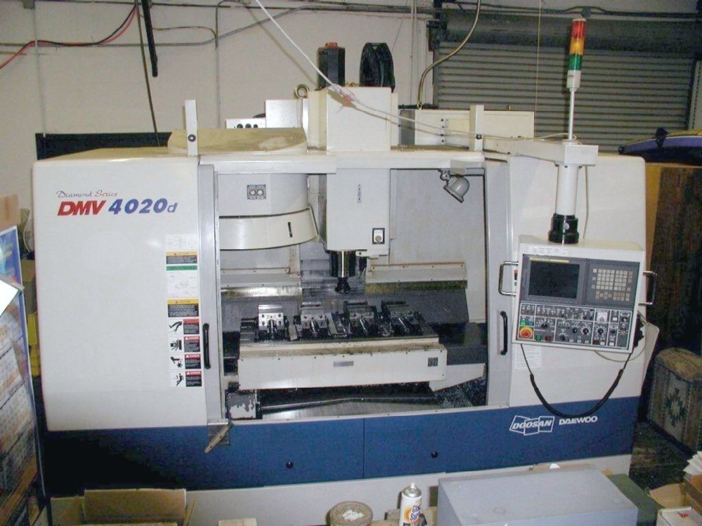 CNC VERTICAL MACHINING CENTERS: DOOSAN DAEWOO DMV-4020 CNC MILL, FANUC ...